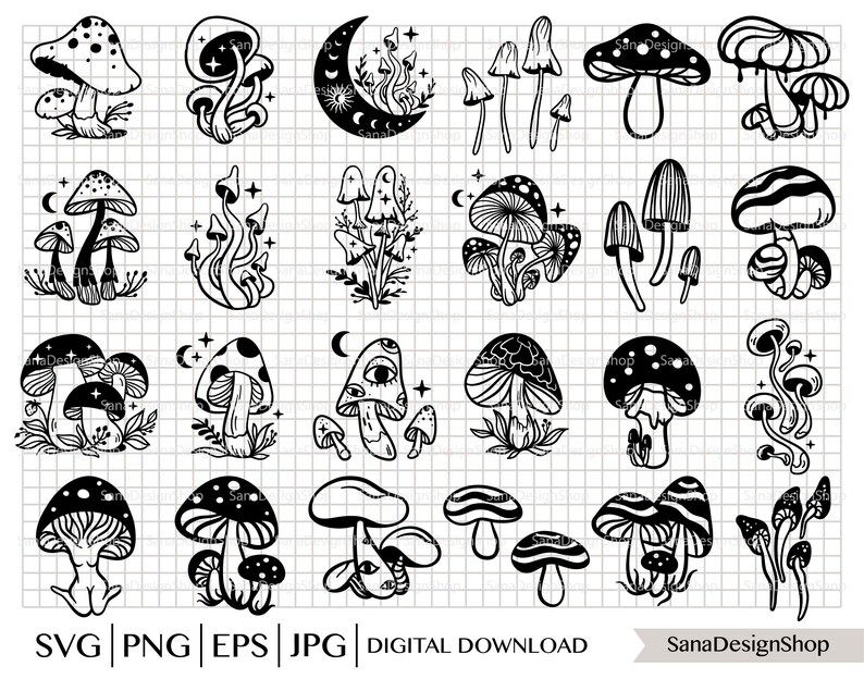 Mushroom Svg Bundle Mystical Svg Magic Mushrooms Svg - Etsy
