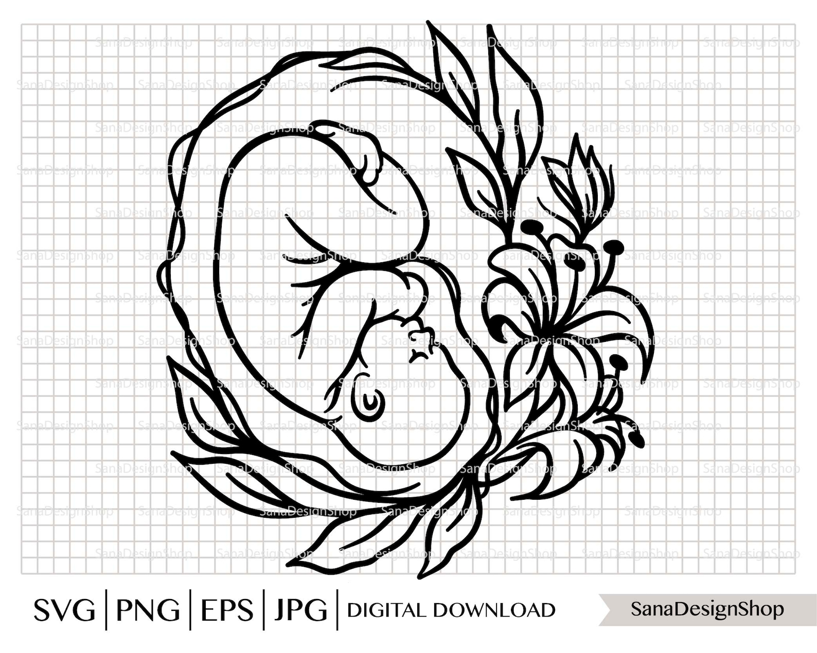 Fetus Svg Clipart, Fetus in Womb, Embryo Svg, Newborn Baby Svg ...