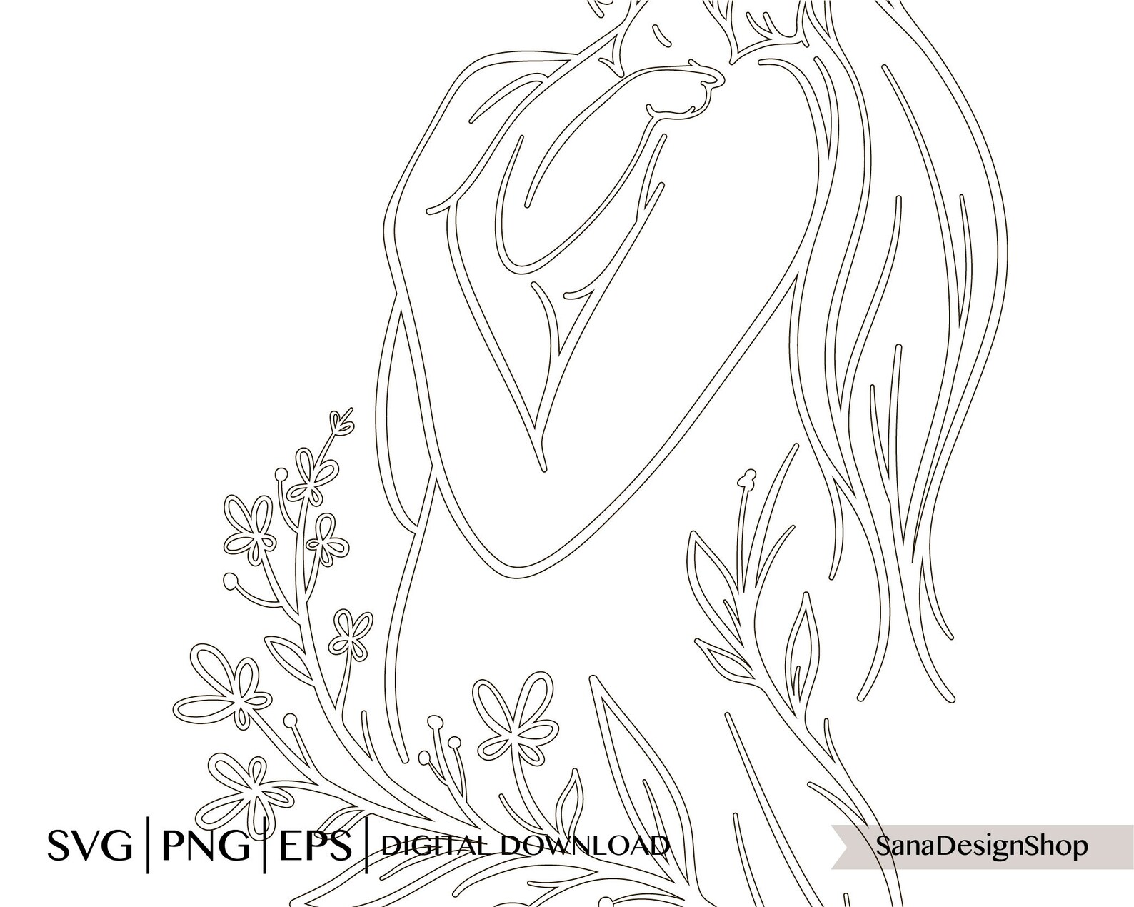 Mom and Baby Svg Floral Mom Svg Mother & Baby Line Art | Etsy Canada