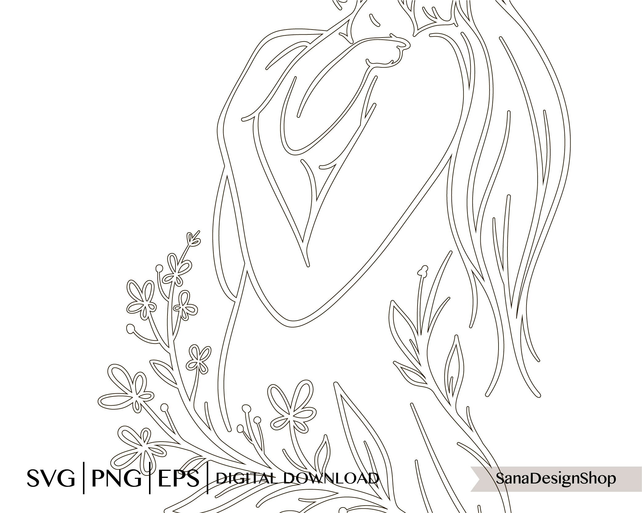 Mom and Baby Svg Floral Mom Svg Mother & Baby Line Art - Etsy Canada