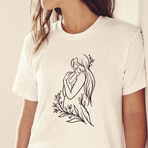 Mom and Baby Svg, Floral Mom Svg, Mother & Baby Line Art, Mommy and Me ...