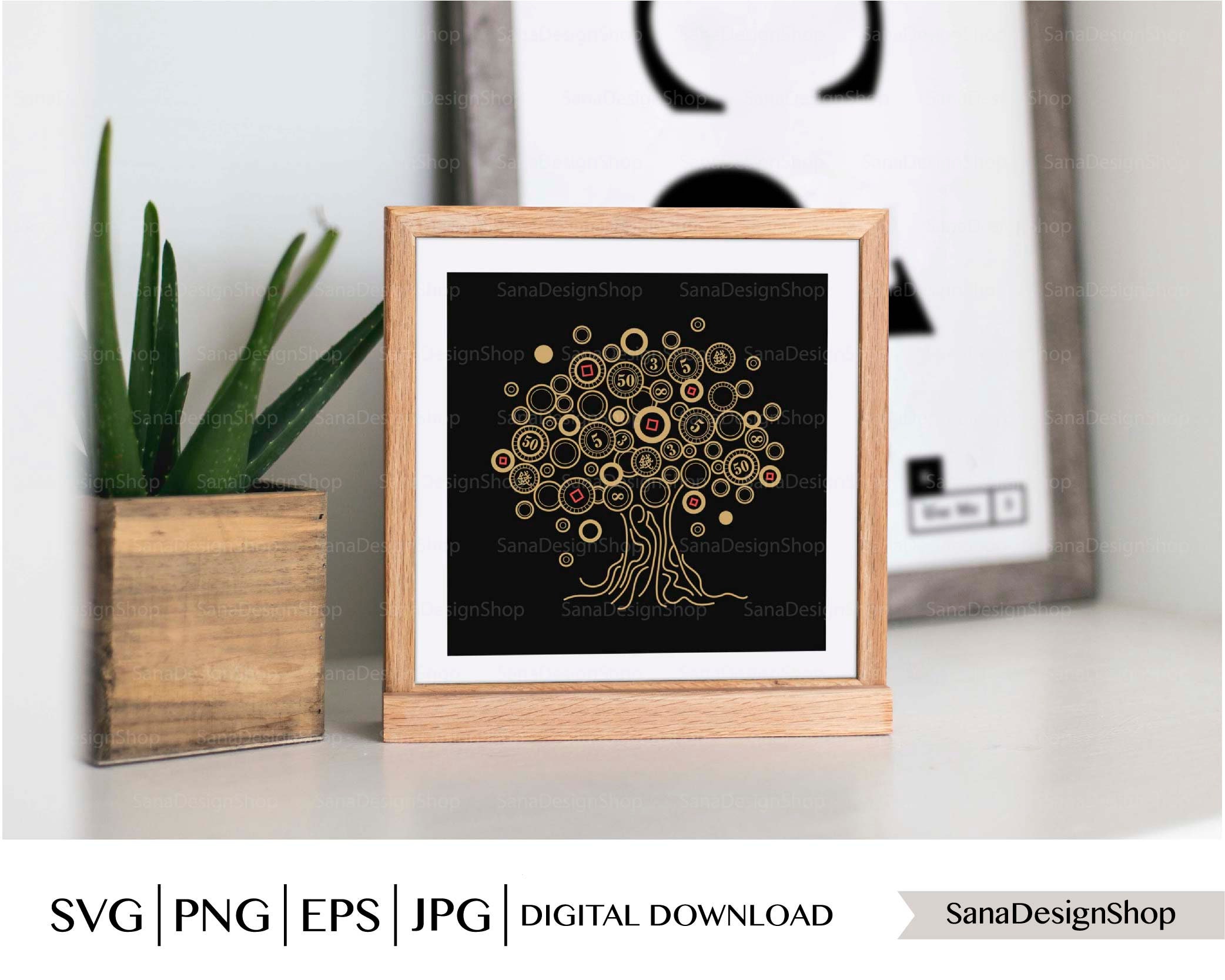 Money Tree Svg, Tree Svg, Tree Print, Chinese Money Sign, Feng Shui ...