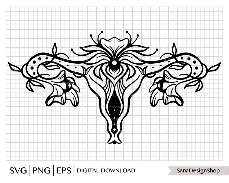 Uterus SVG, Floral Uterus SVG, Blooming of Uterus, Uterus Cut File ...