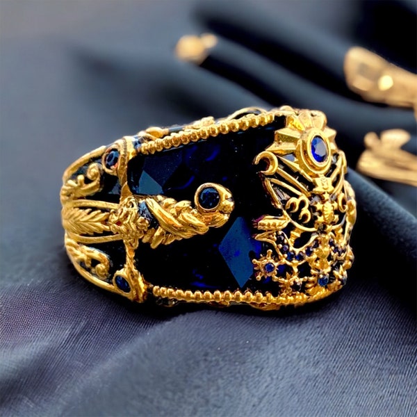 Mens Blue Stone Gold Ring - Etsy