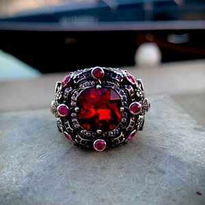 Red Stone Men Ring, Engraved Men Ring, Jewelry Men Ring, Gift Men Ring ...