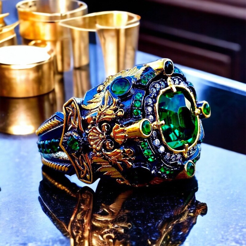 Green Stone Men Ring - Etsy