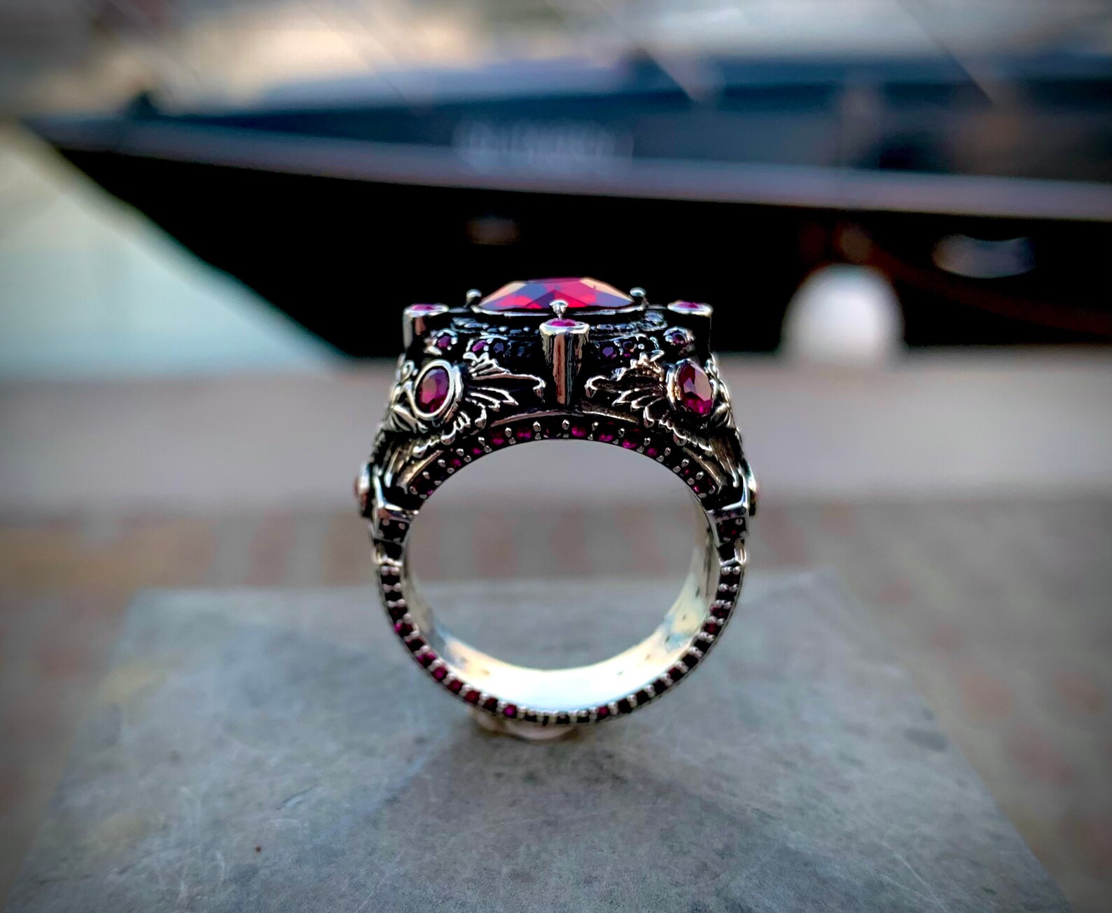 Red Stone Men Ring Engraved Men Ring Jewelry Men Ring Gift - Etsy