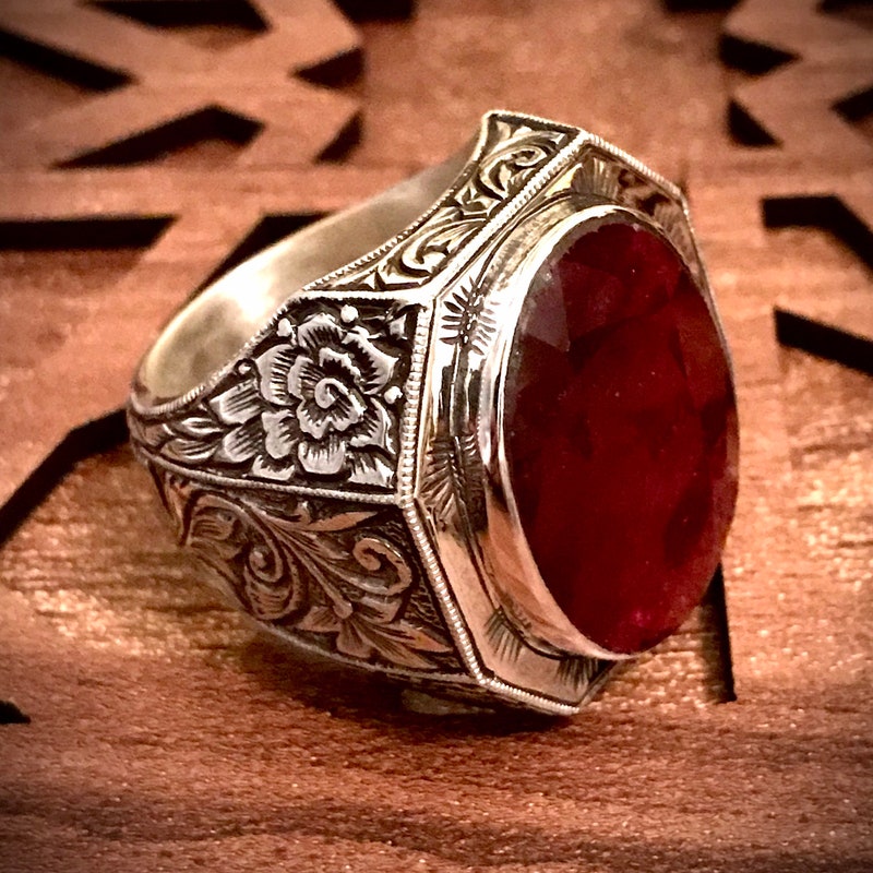 Ruby Men Ring - Etsy