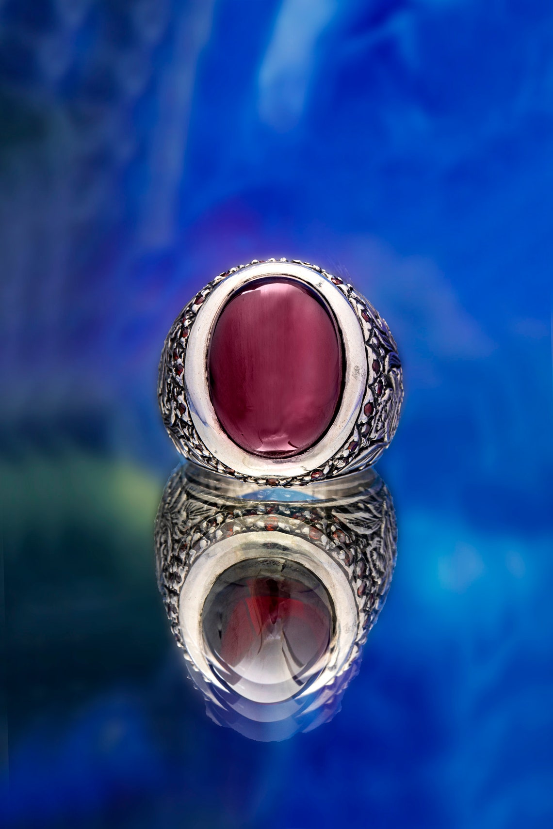 Opaque Ruby Gemstone Ring for Men 925 Sterling Silver Ring - Etsy
