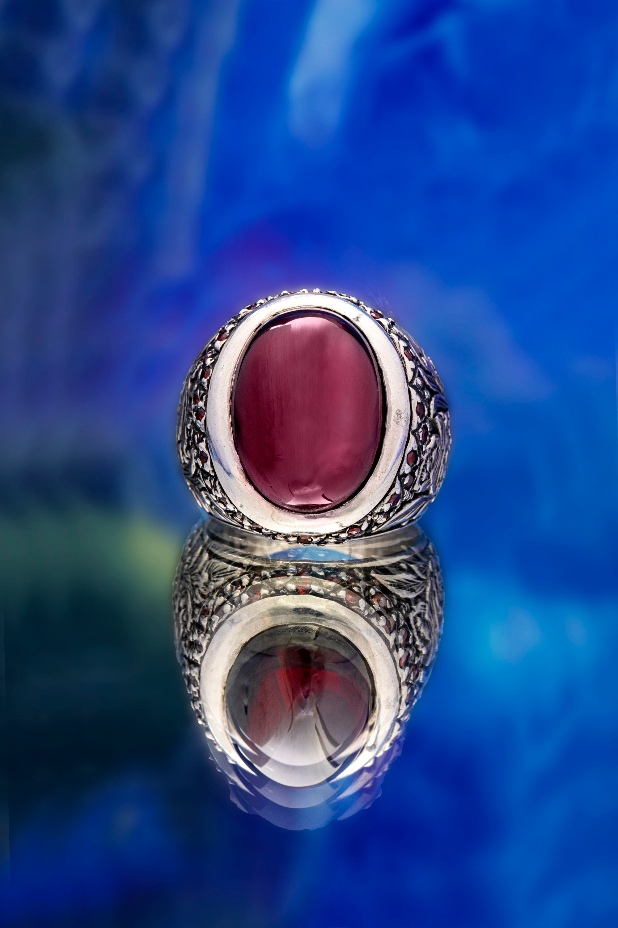 Opaque Ruby Gemstone Ring for Men, 925 Sterling Silver Ring, Red Color ...
