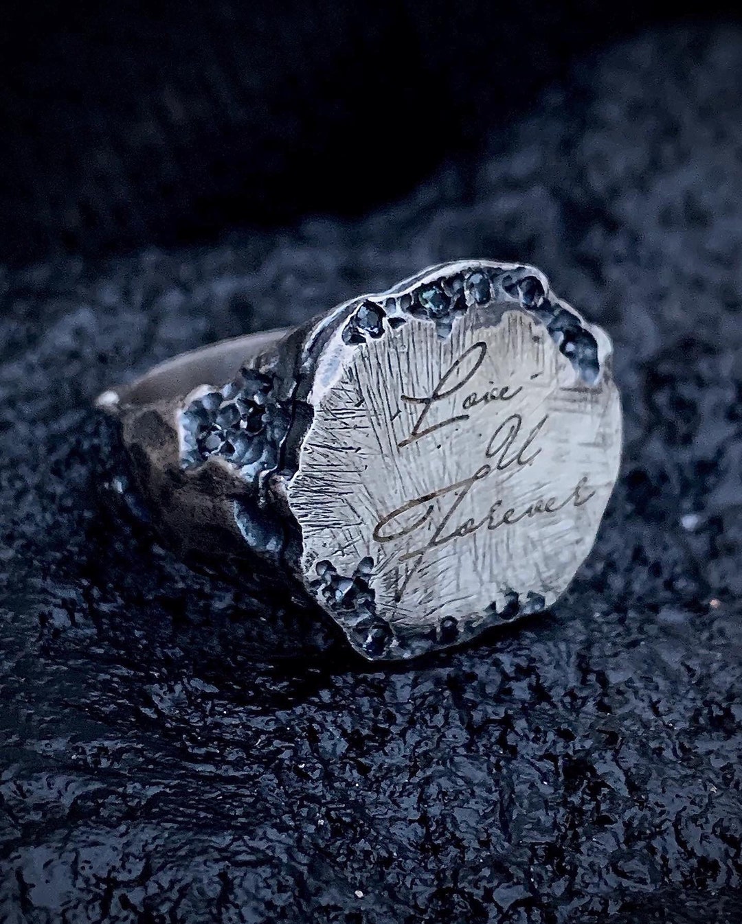 Brutalist Ring Sterling Silver Ring Mens Signet Rings Rock - Etsy