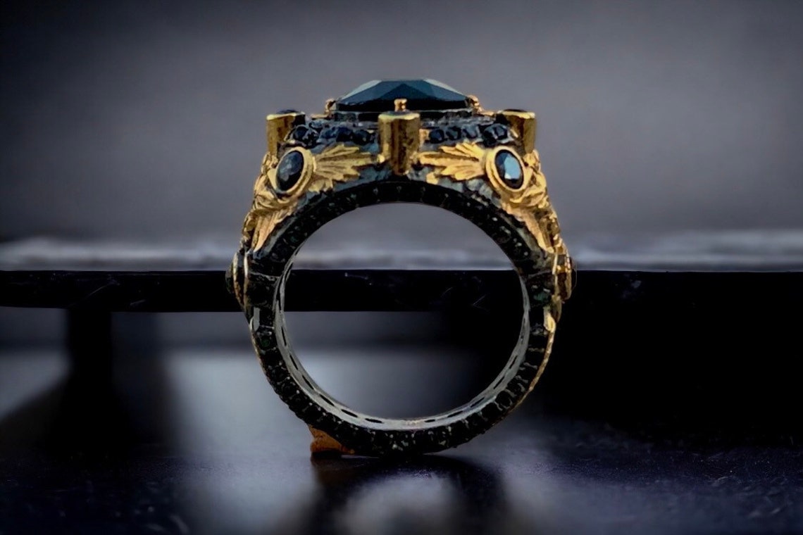 Rococo Style, Onyx Gemstones Ring,baroque Ornament, Art Nouveau ...