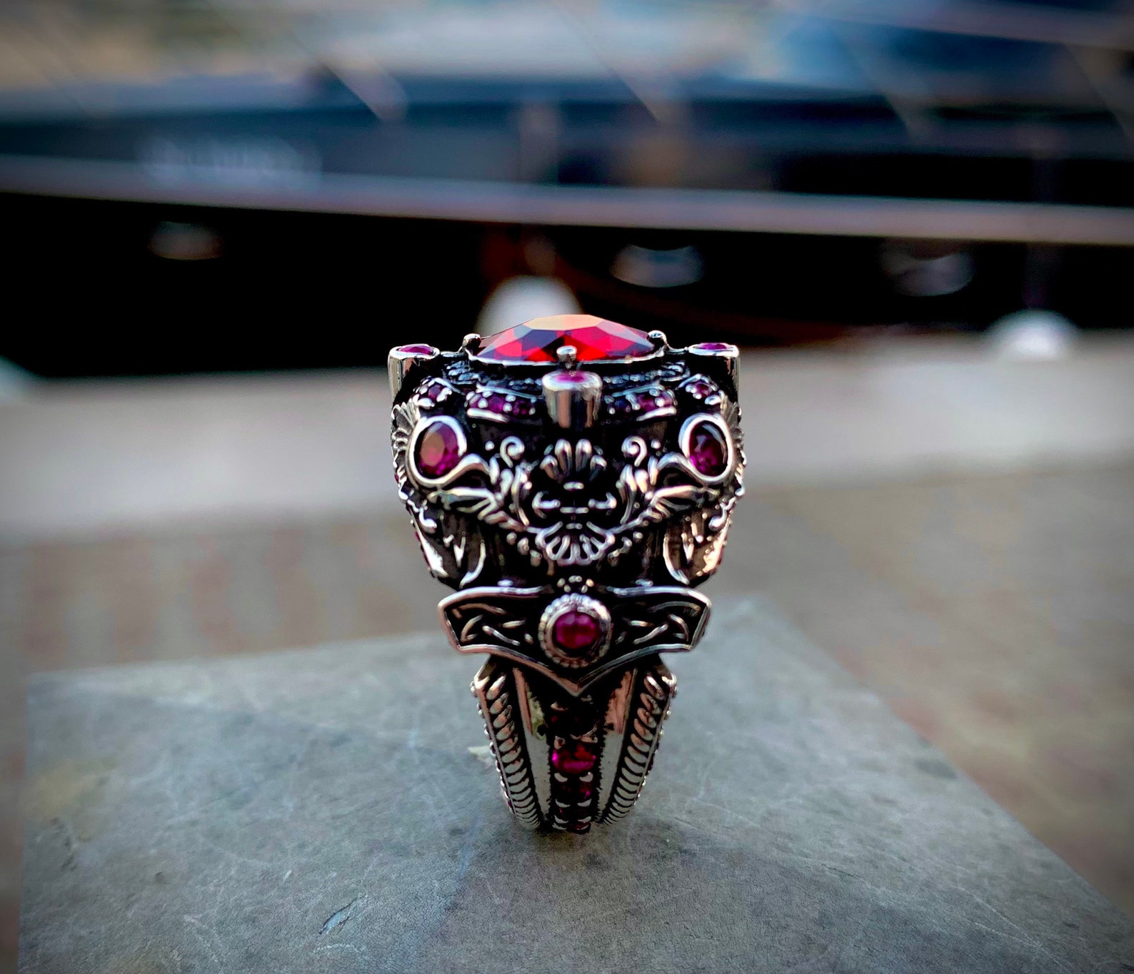 Red Stone Men Ring Engraved Men Ring Jewelry Men Ring Gift - Etsy