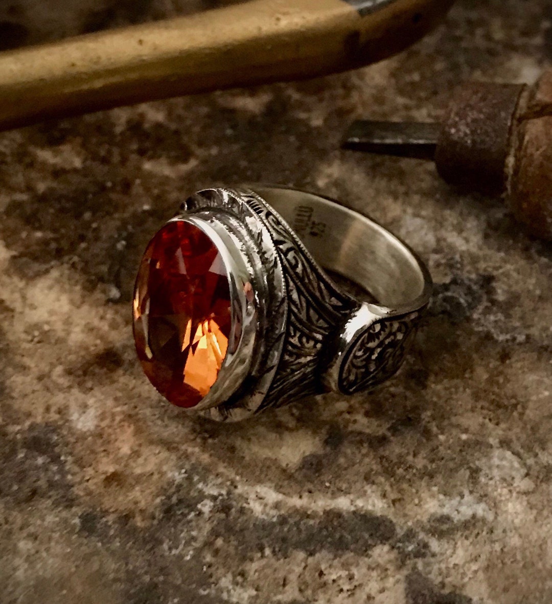Champagne Morganite Ring Handmade Mens Ring Gemstone Ring - Etsy