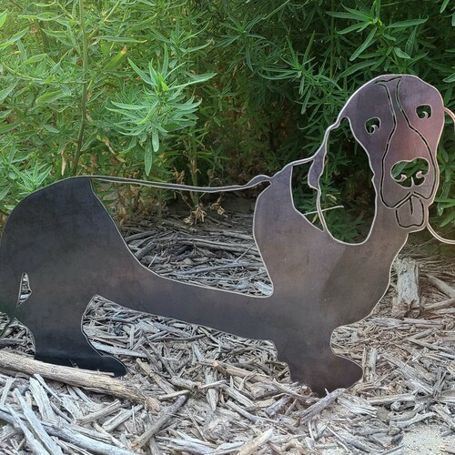 Basset Hound Corten Steel Dog Silhouette Rust Art Garden - Etsy