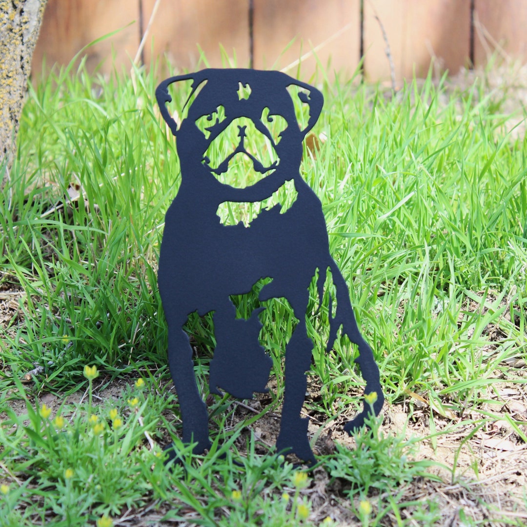 Pug Black Metal Dog Silhouette | Yard Art | Garden Décor | Pet Memorial ...