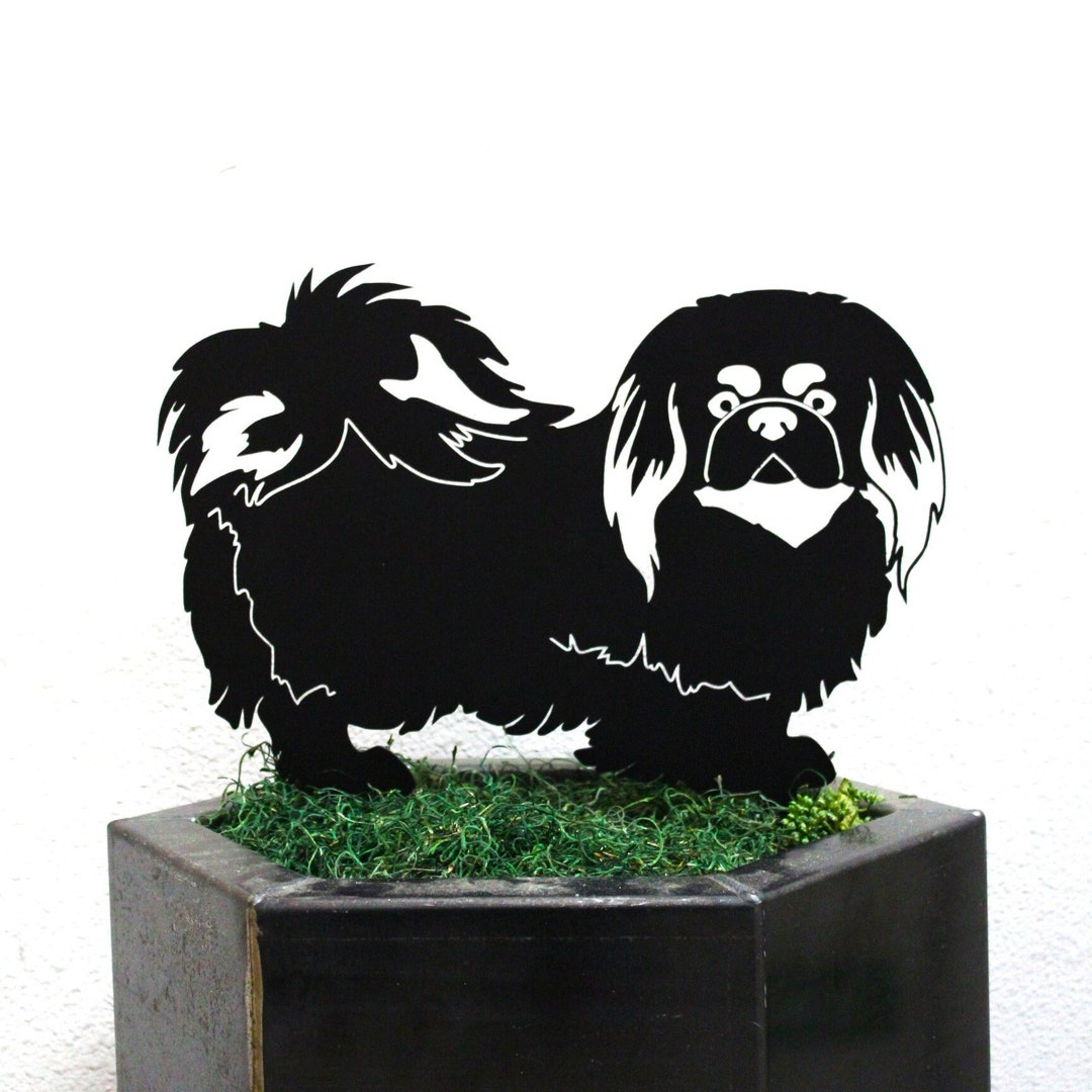 Pekingese Black Metal Dog Silhouette Yard Art Garden Décor - Etsy