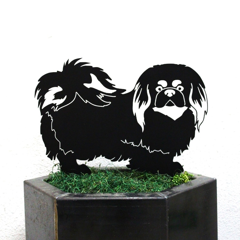 Pekingese Black Metal Dog Silhouette | Yard Art | Garden Décor | Pet ...