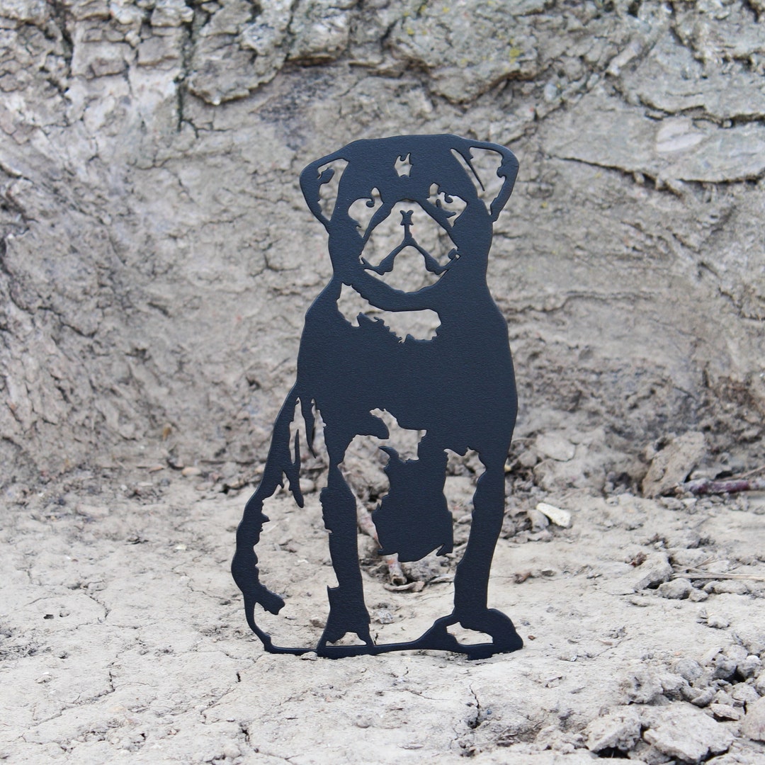 Pug Black Metal Dog Silhouette Yard Art Garden Décor Pet Memorial ...
