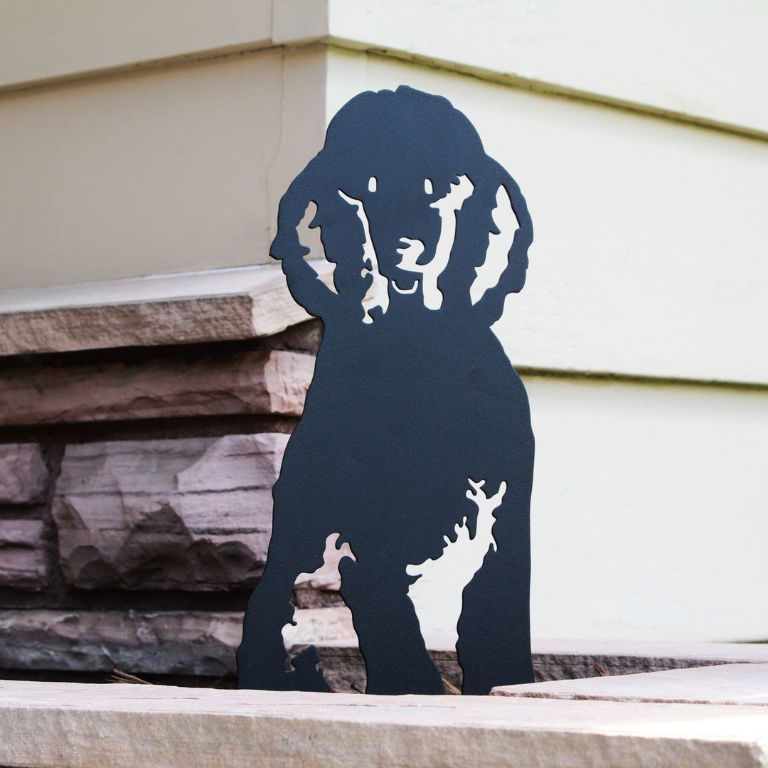 Poodle Black Metal Dog Silhouette Yard Art Garden Décor Pet Memorial ...