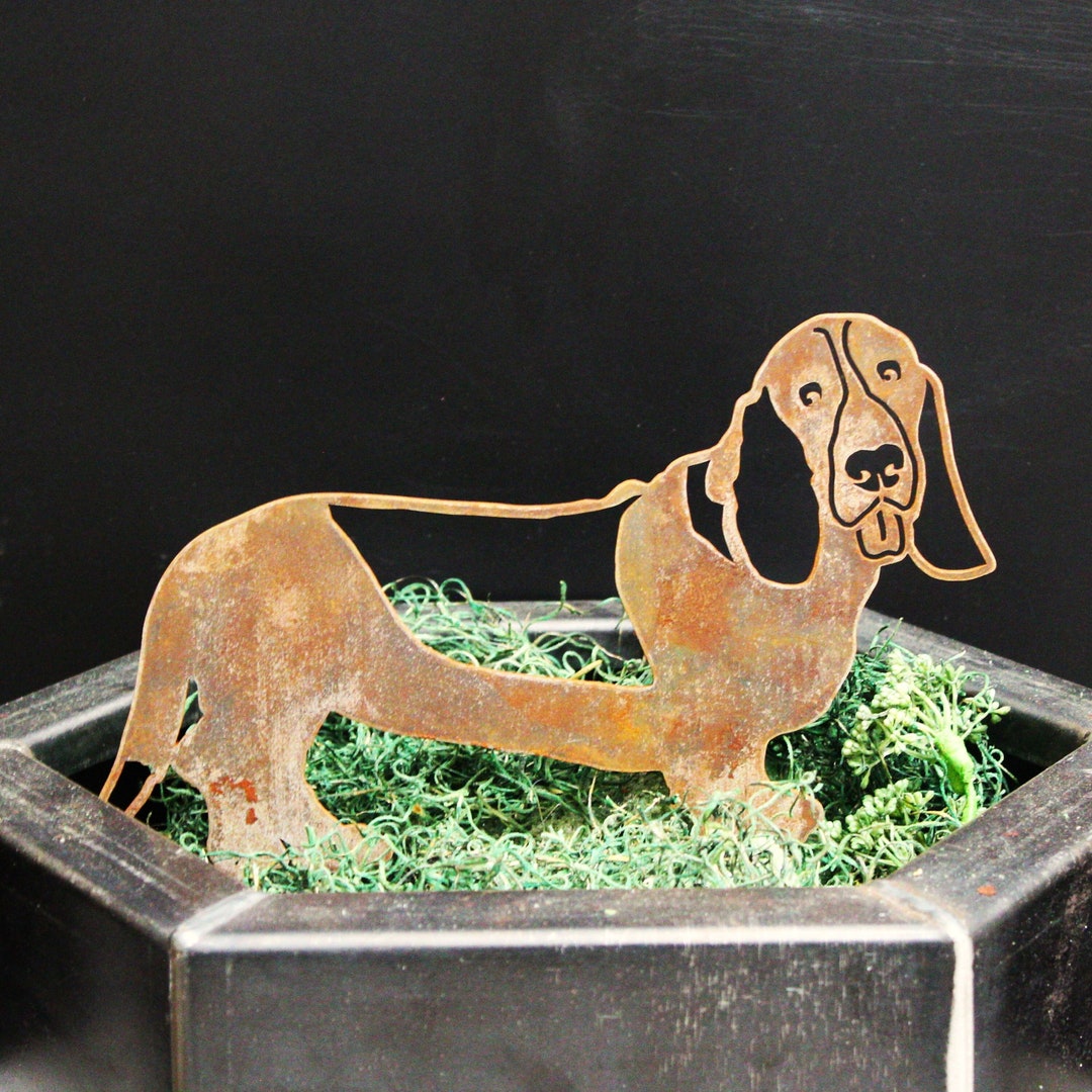 Basset Hound Corten Steel Dog Silhouette Rust Art Garden - Etsy