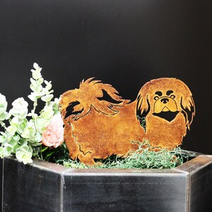 Pekingese Corten Steel Dog Silhouette | Rust Art | Garden Décor | Pet ...