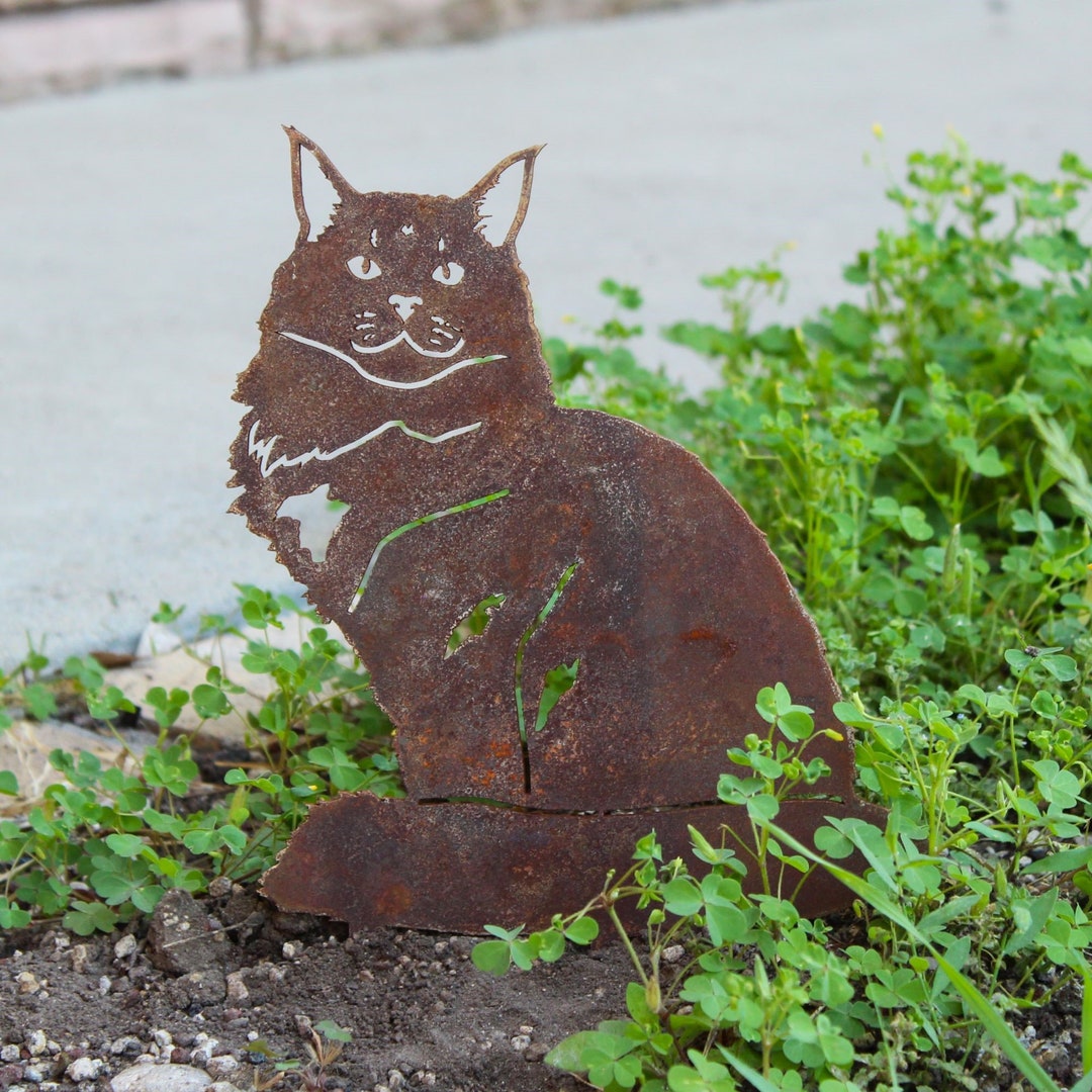 Maine Coon Corten Steel Cat Silhouette Rust Art Garden Décor Pet ...