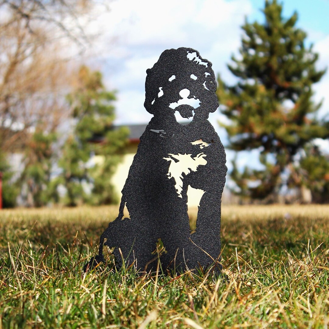 Doodle Black Metal Dog Silhouette Yard Art Garden Décor Pet Memorial ...