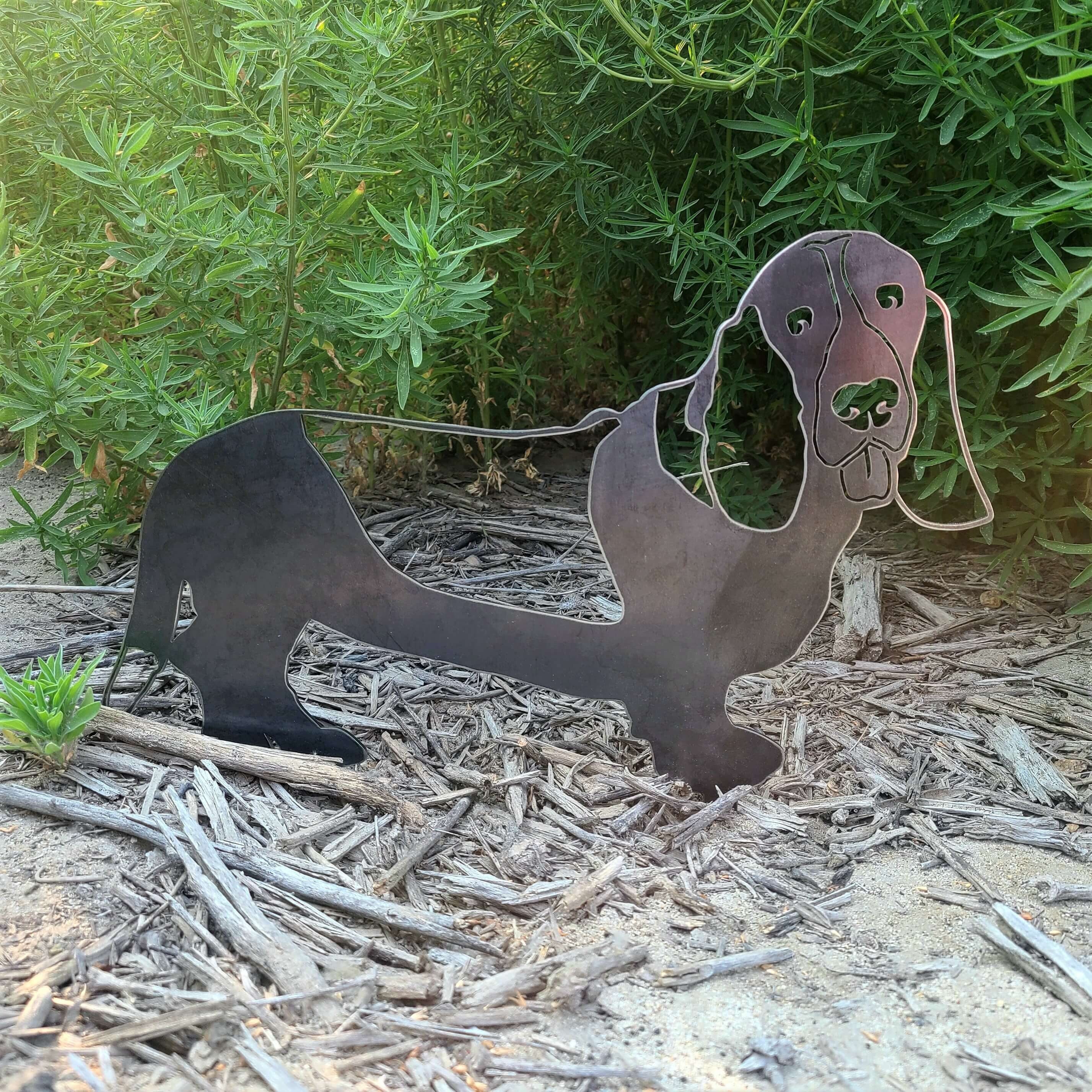 Basset Hound Corten Steel Dog Silhouette Rust Art Garden - Etsy