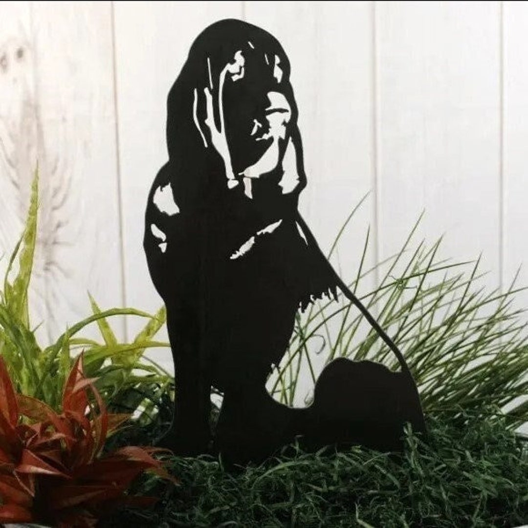 Bloodhound Black Metal Dog Silhouette Yard Art Garden Décor Pet ...