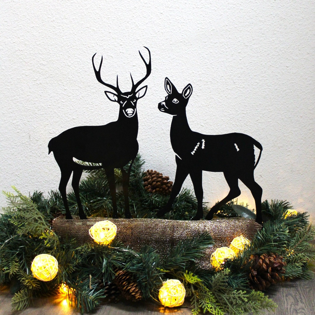 Deer Black Metal Animal Silhouette Yard Art Garden Décor - Etsy