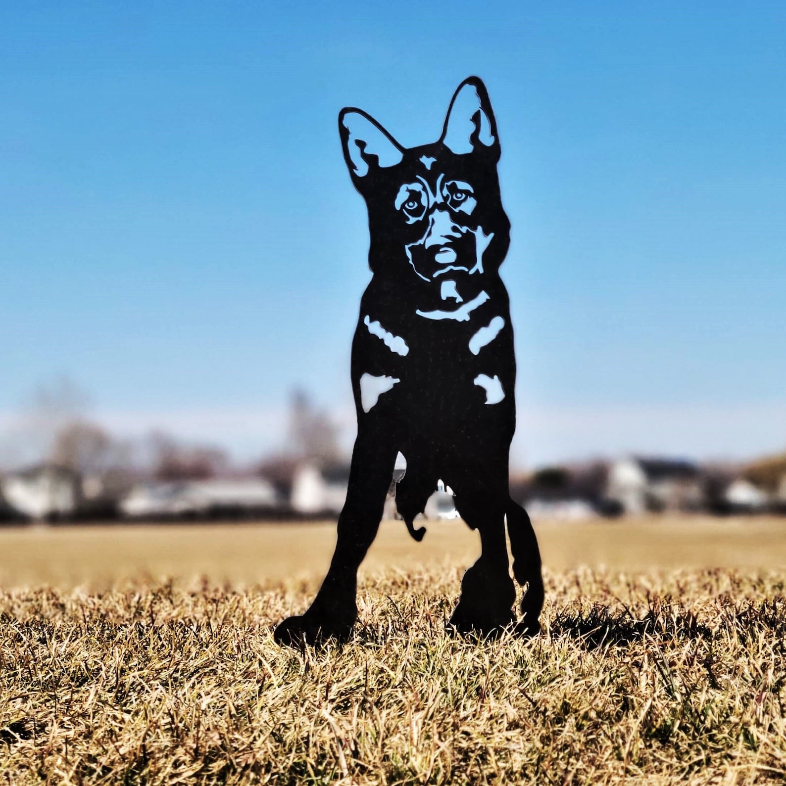 German Shepherd Black Metal Dog Silhouette | Yard Art | Garden Décor ...