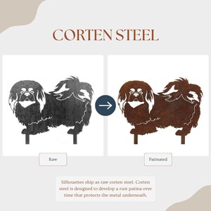 Pekingese Corten Steel Dog Silhouette | Rust Art | Garden Décor | Pet ...