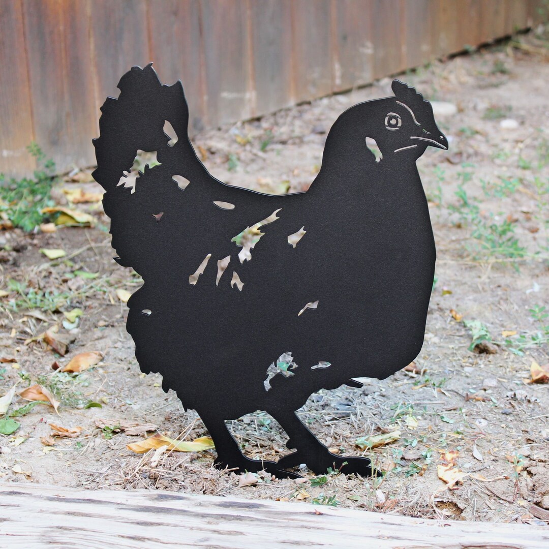 Chicken Black Metal Animal Silhouette | Yard Art | Garden Décor | Pet ...