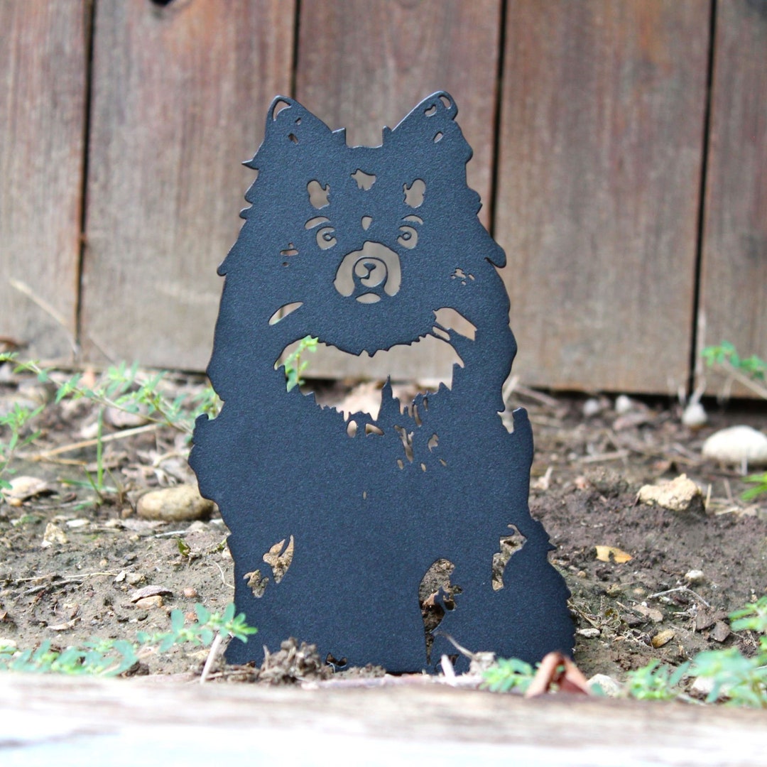Pomeranian Black Metal Dog Silhouette Yard Art Garden Décor Pet ...