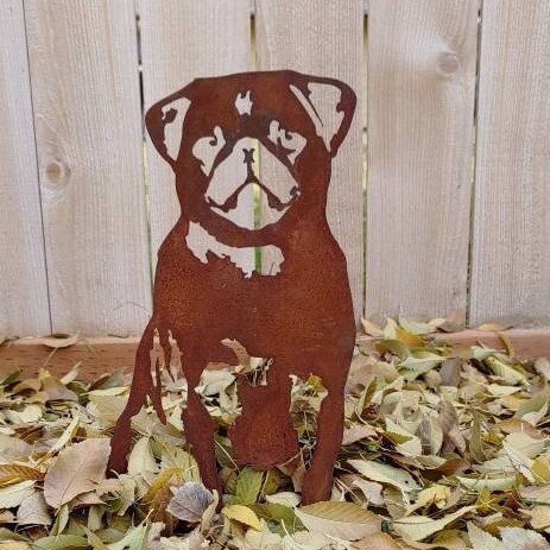 Pug Corten Steel Dog Silhouette Rust Art Garden Décor - Etsy