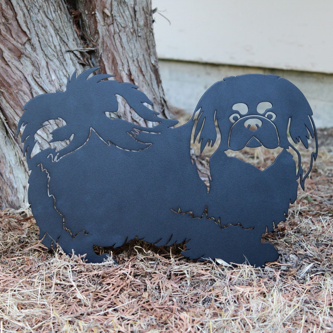 Pekingese Black Metal Dog Silhouette | Yard Art | Garden Décor | Pet ...