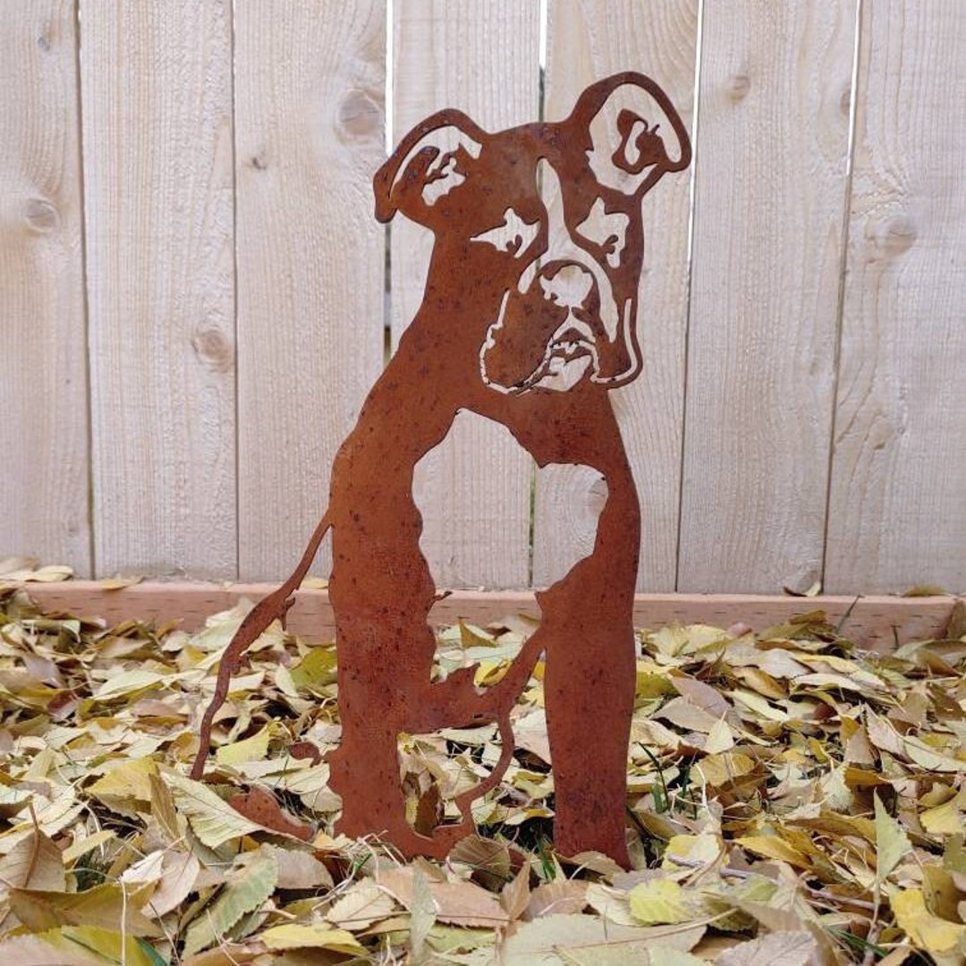 Boxer Corten Steel Dog Silhouette Rust Art Garden Décor Pet Memorial ...