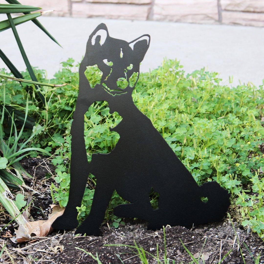 Akita Black Metal Dog Silhouette | Yard Art | Garden Décor | Pet ...