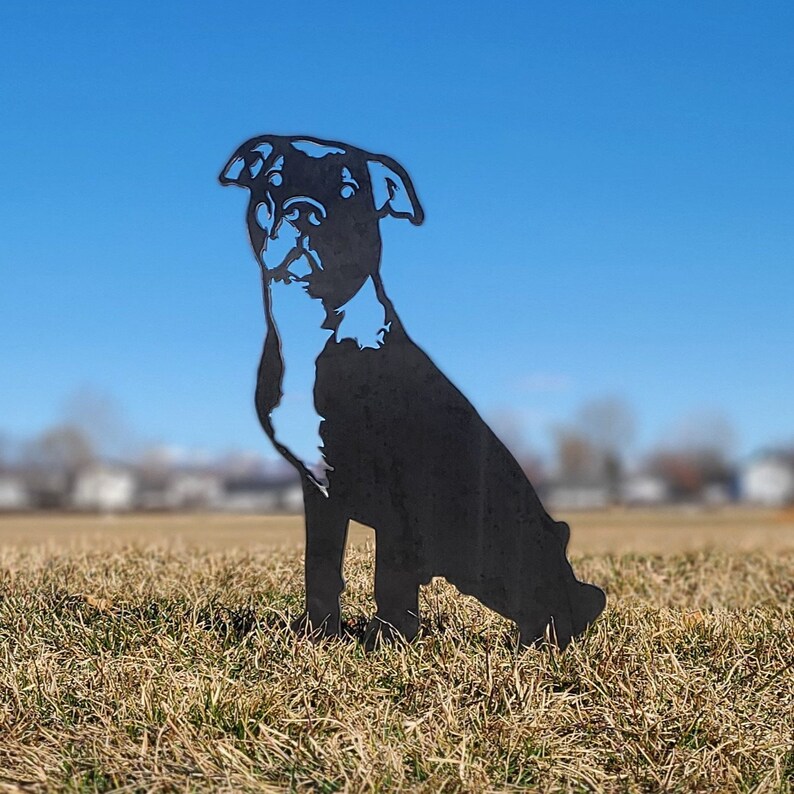 Pit Bull Metal Dog Silhouette Rust Art Garden Decor Pet | Etsy
