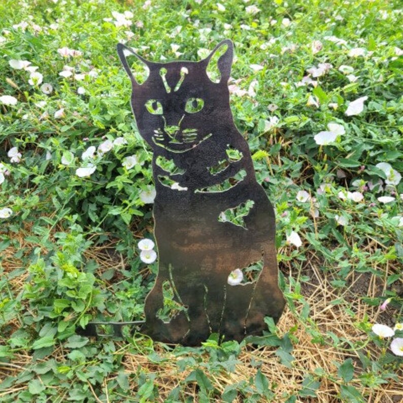 Shorthair Tabby Corten Steel Cat Silhouette Rust Art - Etsy