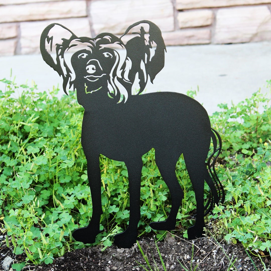 Chinese Crested Black Metal Dog Silhouette | Yard Art | Garden Décor ...