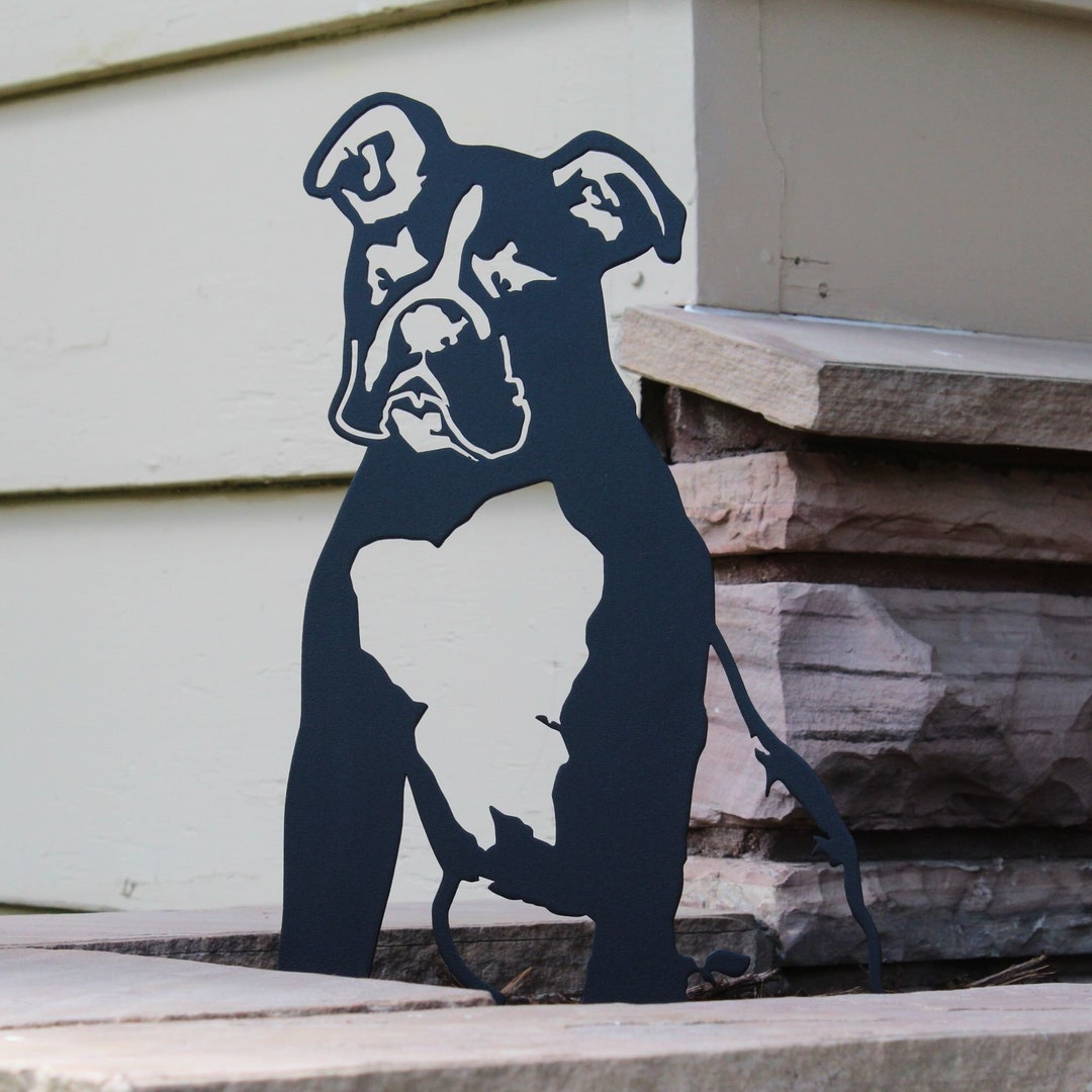 Boxer Black Metal Dog Silhouette Yard Art Garden Décor - Etsy