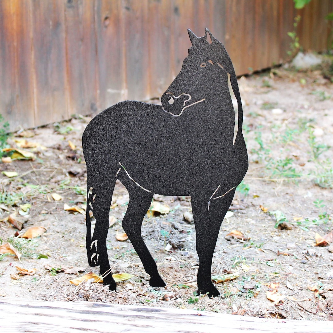Horse Black Metal Animal Silhouette | Yard Art | Garden Décor | Pet ...