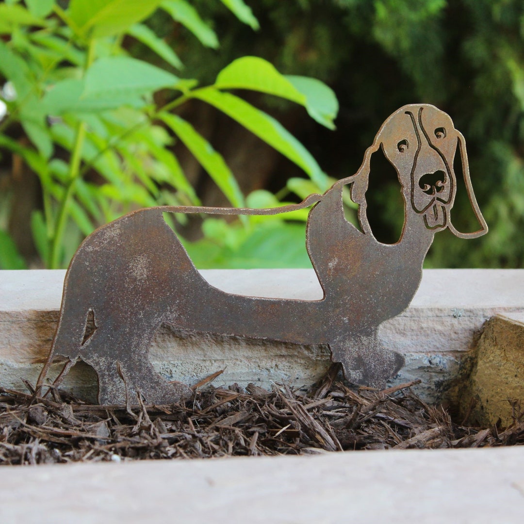 Basset Hound Corten Steel Dog Silhouette Rust Art Garden - Etsy