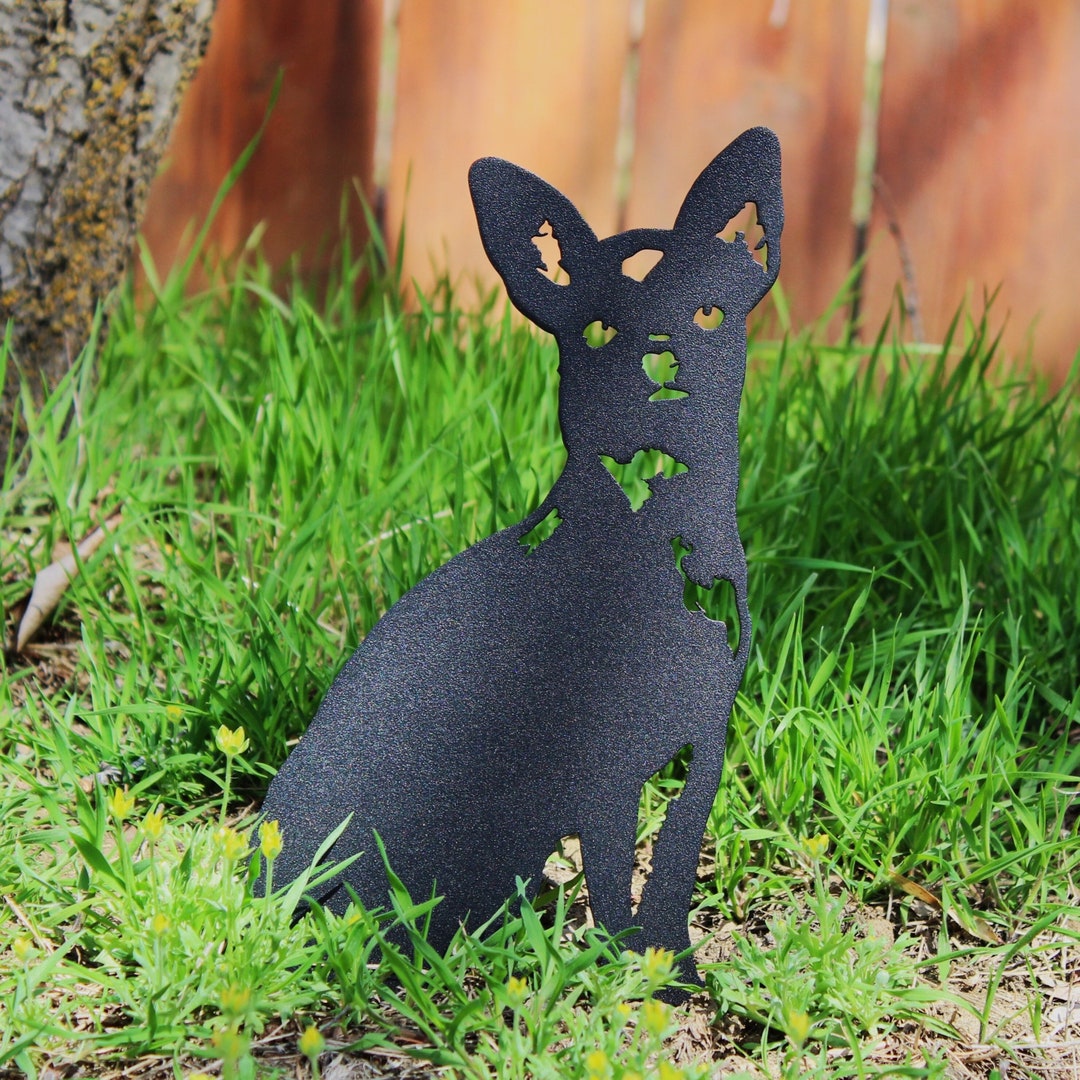 Chihuahua Black Metal Dog Silhouette Yard Art Garden Décor Pet Memorial ...