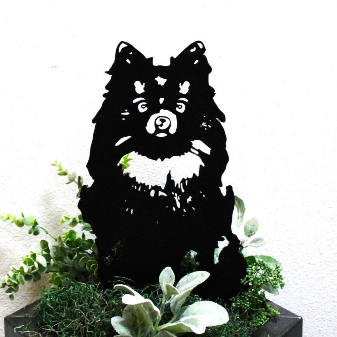 Pomeranian Black Metal Dog Silhouette Yard Art Garden - Etsy