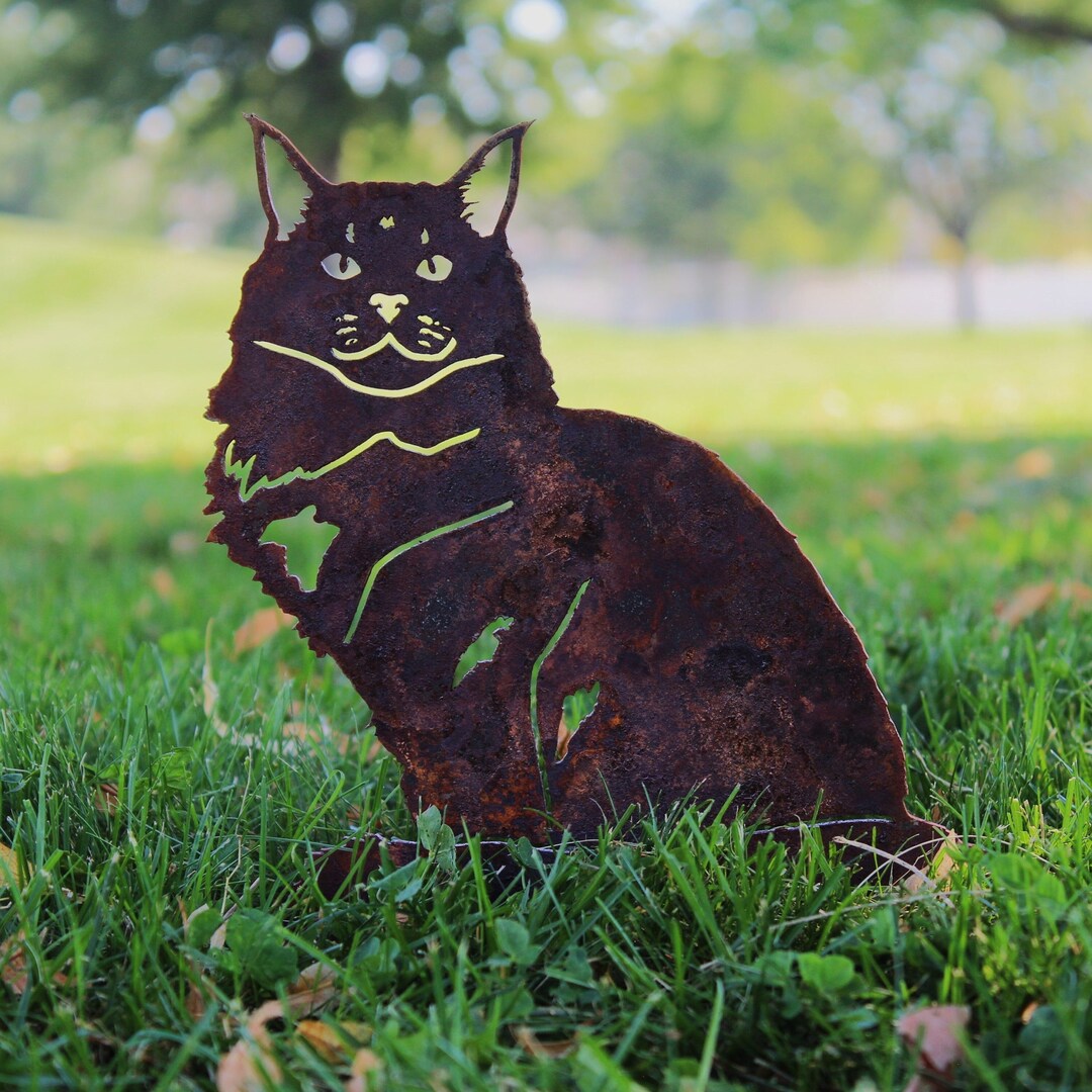 Maine Coon Corten Steel Cat Silhouette Rust Art Garden - Etsy UK