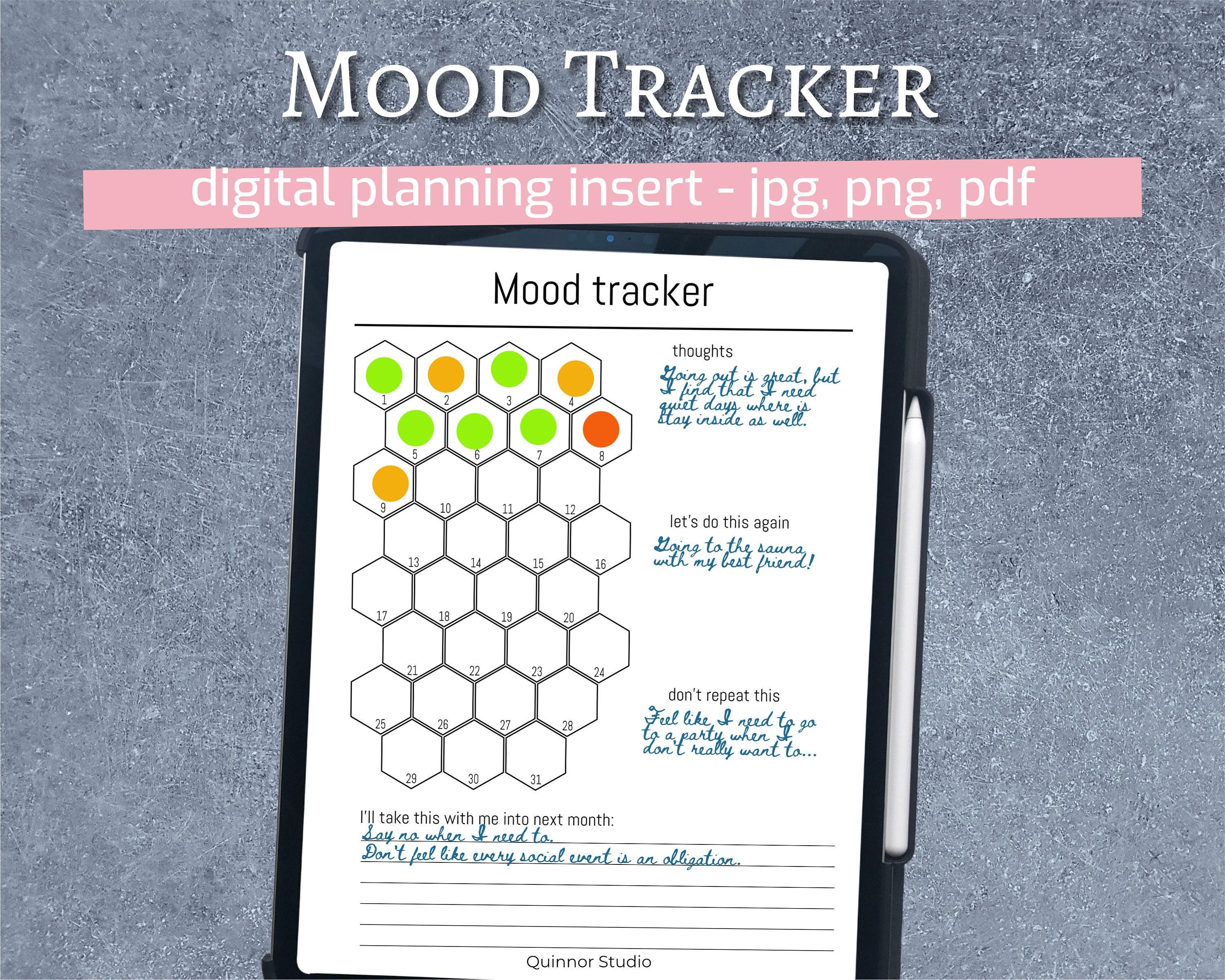 Mood tracker insert Goodnotes insert wellness insert for | Etsy