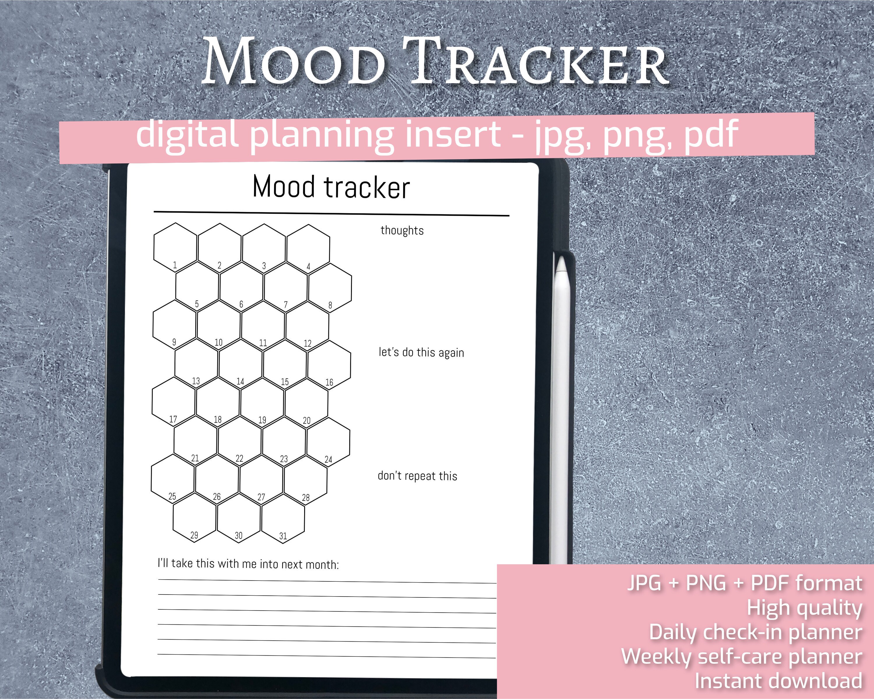 Mood tracker insert Goodnotes insert wellness insert for - Etsy España